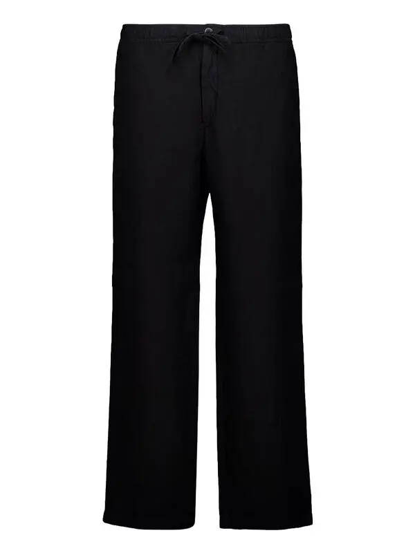 120% Lino Drawstring Linen Pants - Black