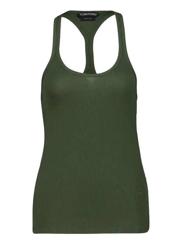 TOM FORD Ribbed Silk Tank Top - Green