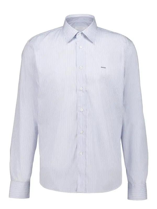 Prada Sky Cotton Shirt With Pearl Buttons - Blue