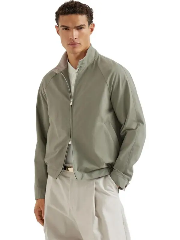 Brunello Cucinelli Techno Cotton Gabardine Jacket - Green