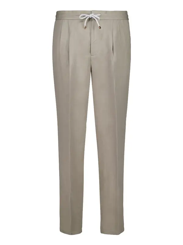Brunello Cucinelli Linen And Cotton Drawstring Trousers - Green