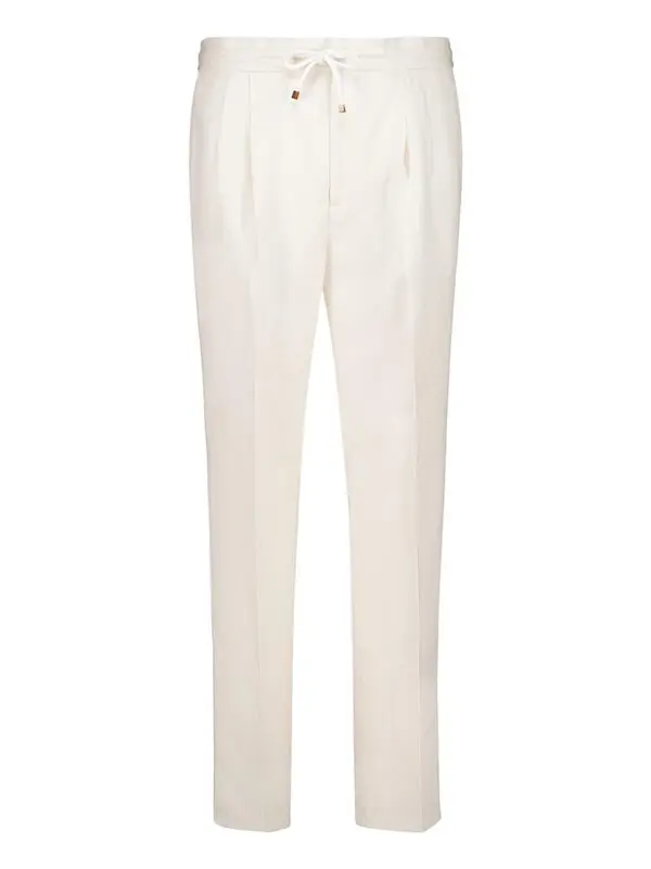 Brunello Cucinelli Linen-cotton Drawstring Trousers - White