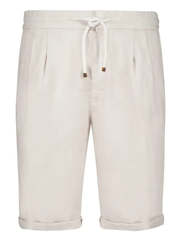 Brunello Cucinelli Jute Linen Gabardine Bermuda Shorts - Beige