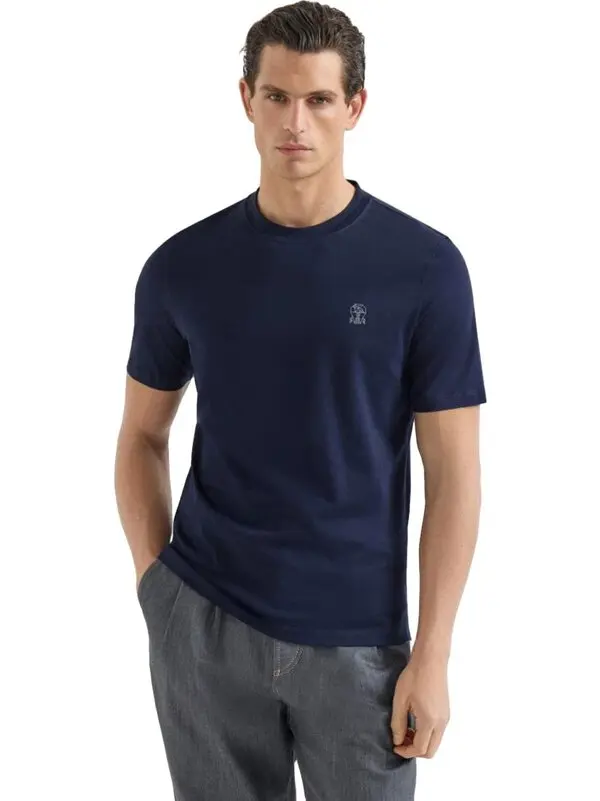 Brunello Cucinelli Cobalt Cotton Jersey T-shirt - Blue