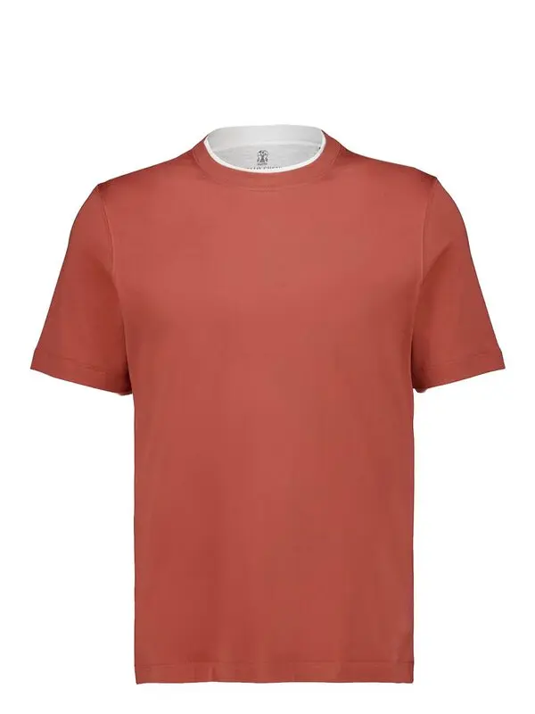 Brunello Cucinelli Medium Faux-layered T-shirt - Orange