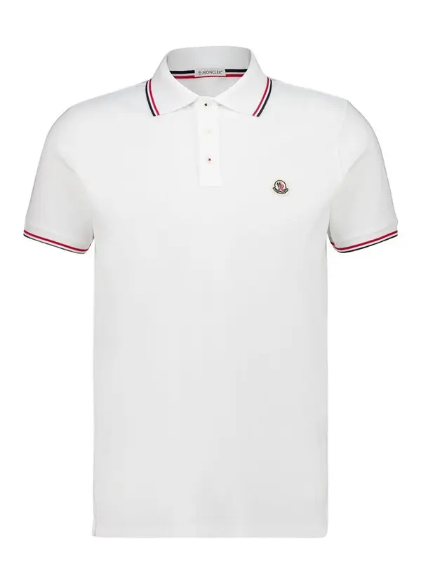 Moncler Tricolour Cotton Polo Shirt - White