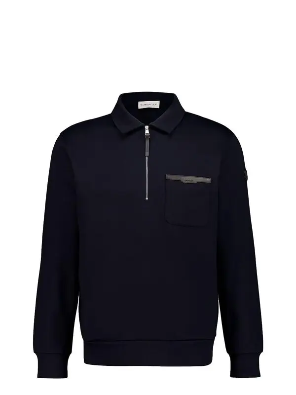 Moncler Cotton-blend Half-zip Sweatshirt - Blue