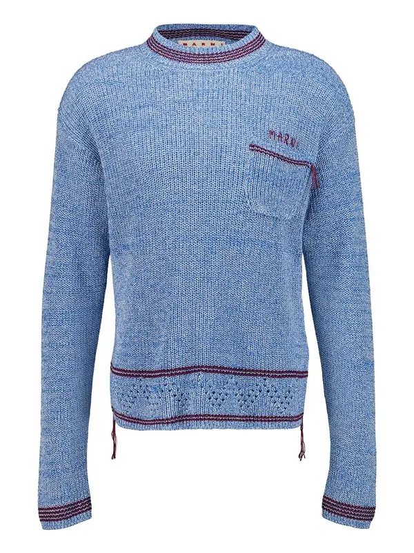 Marni Celeste Mouliné Cotton Sweater - Blue