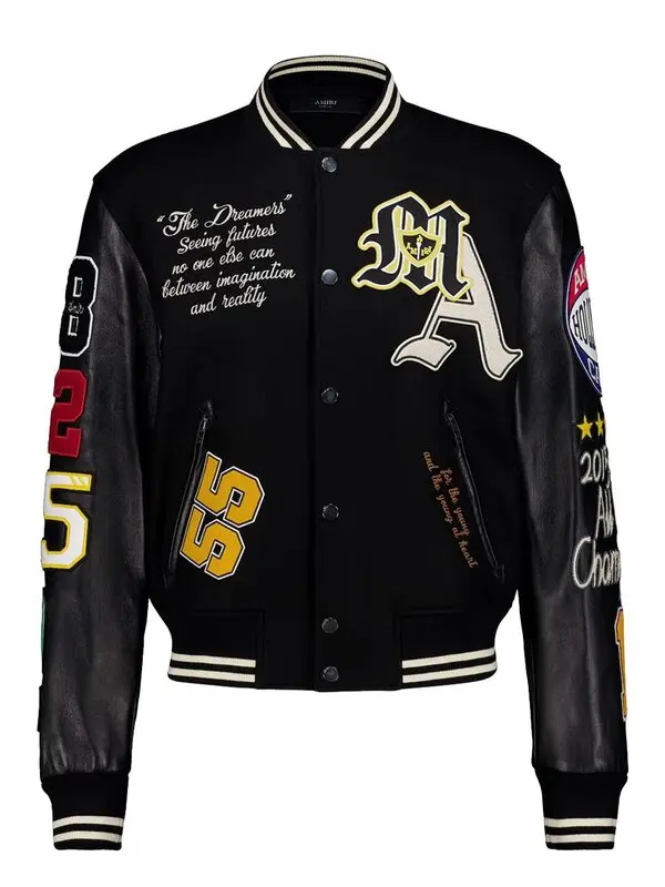 Amiri Varsity Jacket With Chenille Patches - Black