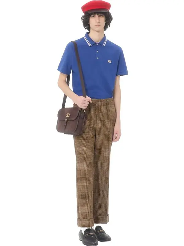 Valentino Garavani Cotton Piqué Polo With Vlogo Patch - Blue