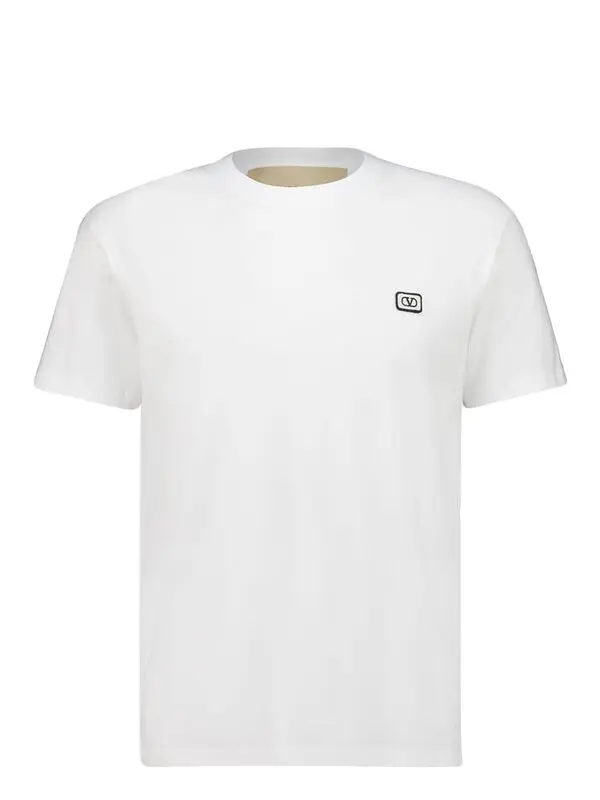 Valentino Garavani Ivory Cotton Jersey Short-sleeve T-shirt With Vlogo Patch - White