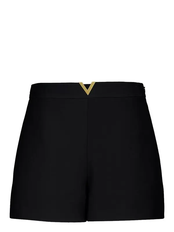 Valentino Garavani Crepe Couture Virgin Wool Shorts With V Detail - Black