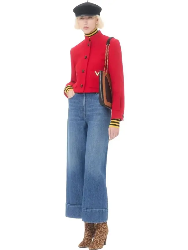 Valentino Garavani Denim Trousers With Cuffs - Blue