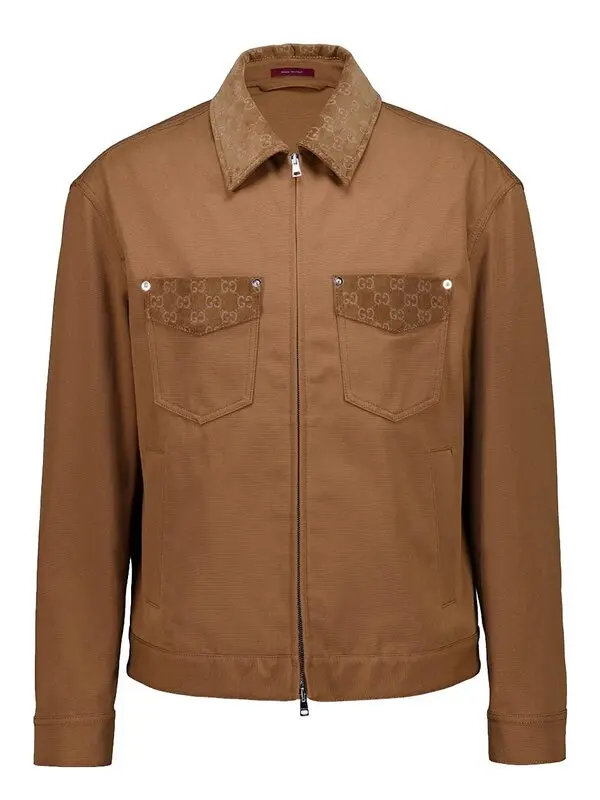 Gucci Cotton Jacket With Gg Monogram - Brown