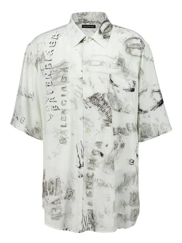 Balenciaga Graphite Short Sleeve Minimal Shirt - Grey