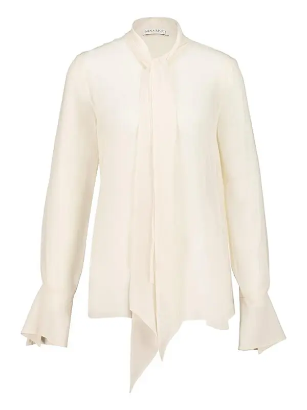 Nina Ricci Satin Lavallière Blouse - White