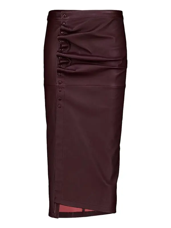 Rabanne Leather Midi Skirt - Red