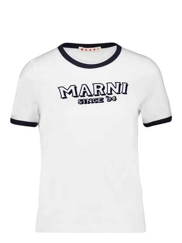 Marni Cotton Jersey T-shirt With Contrast Trims - White