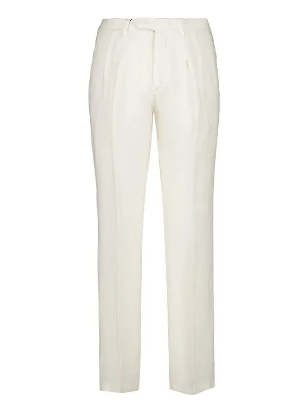 Boglioli Linen Straight Fit Trousers - White