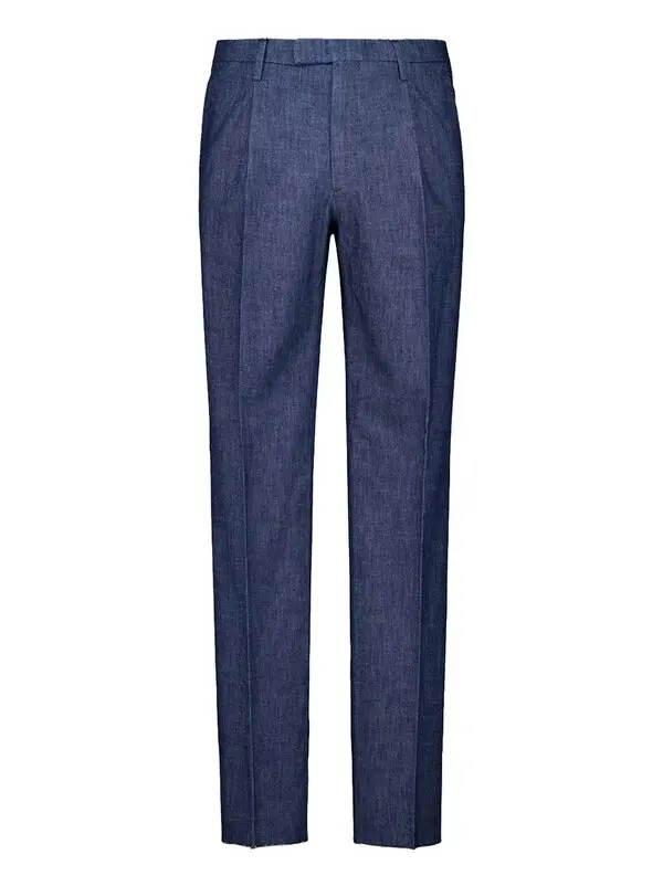 Boglioli Straight Fit Cotton Trousers - Blue