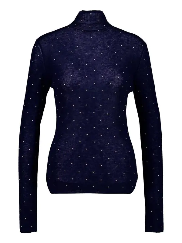 Rabanne Wool Turtleneck With Stud Details - Blue