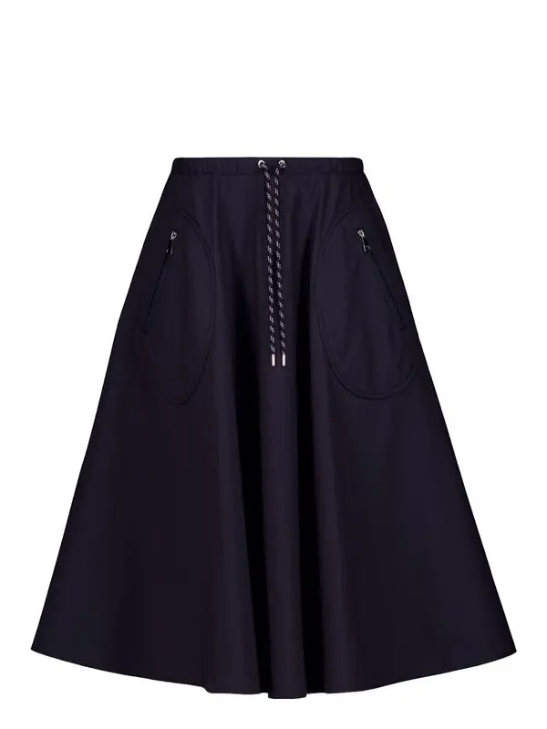 Moncler Midi Skirt In Nylon And Cotton - Blue