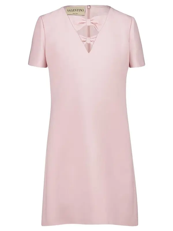Valentino Garavani Rose Mini Dress In Virgin Wool - Pink