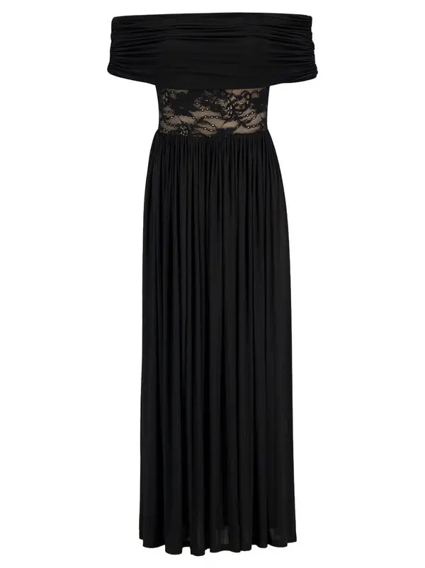 Zimmermann Off-shoulder Lace Panel Dress - Black