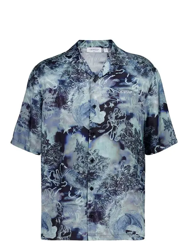 Off-White Printed Viscose Bowling Shirt - Blue