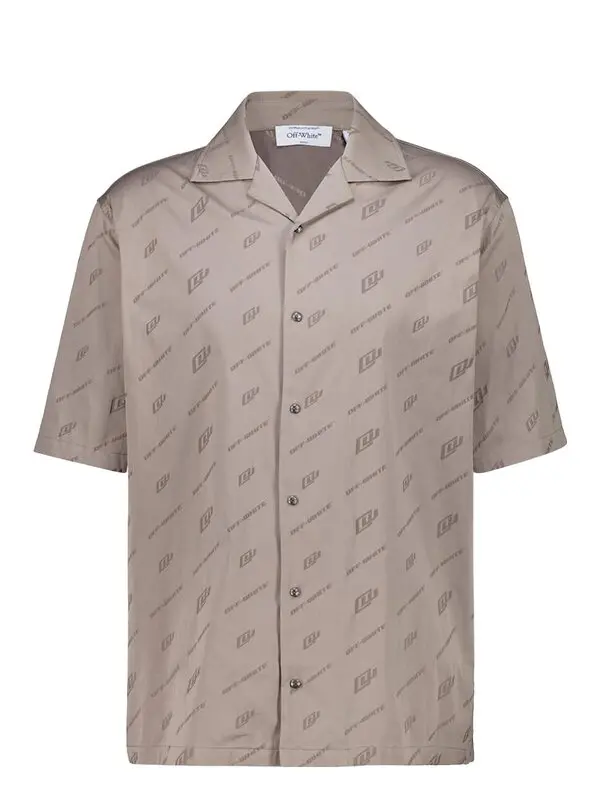 Off-White Cotton Nylon Jacquard Bowling Shirt - Beige