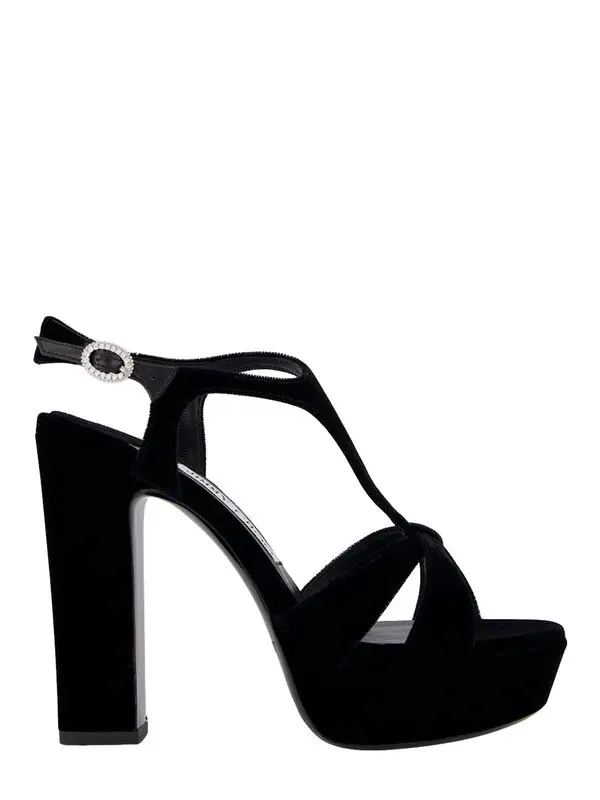 JIMMY CHOO Kesia 120 Velvet Platform Sandals - Black