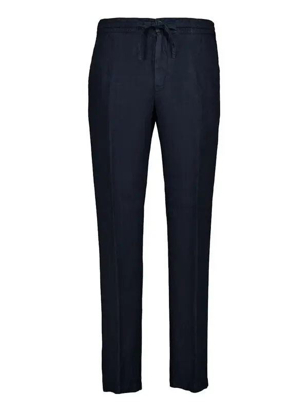120% Lino Linen Drawstring Trousers - Blue