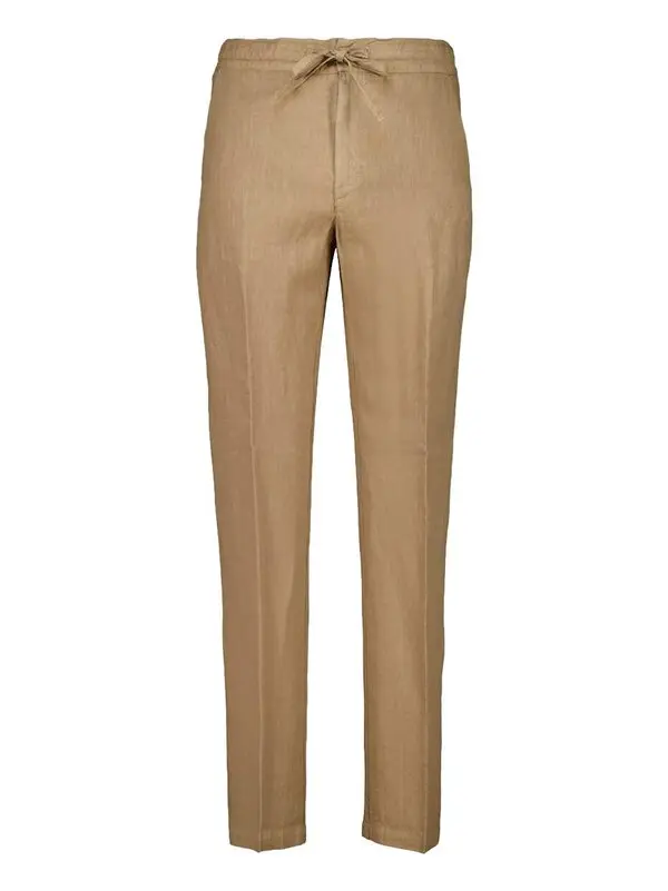 120% Lino Savana Linen Drawstring Trousers - Beige