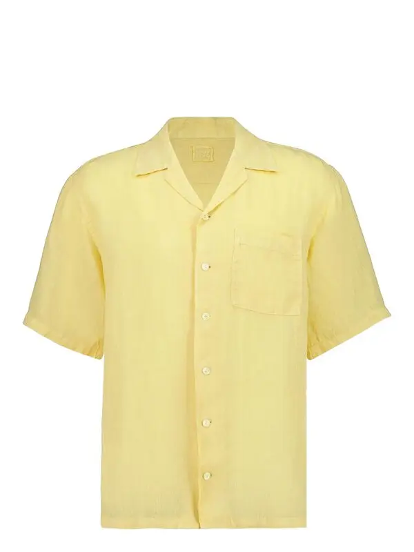 120% Lino Zafferano Linen Short-sleeved Shirt - Yellow