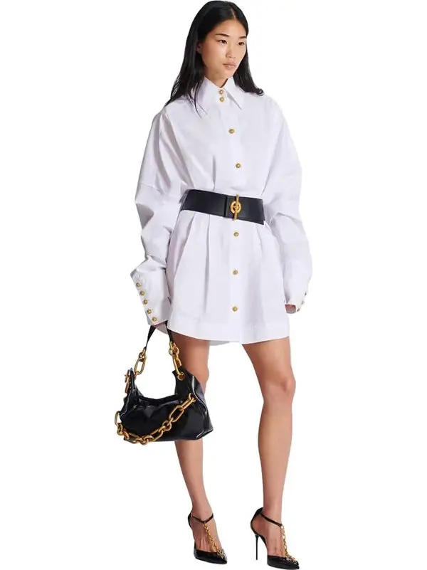 Balmain Poplin Shirt Dress - White