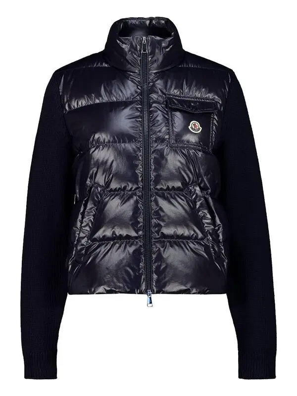 Moncler Padded Zip-up Wool Cardigan - Blue