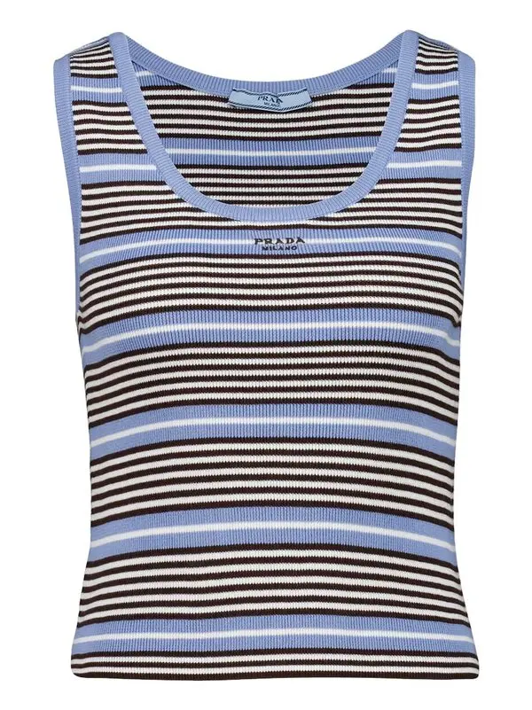 Prada Striped Cotton Knit Tank Top - Multicolour