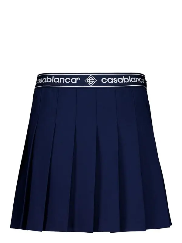 Casablanca Pleated Tennis Skirt With Logo Waistband - Blue