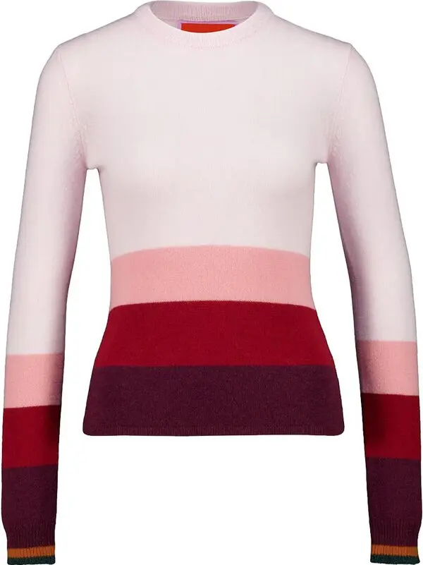 La DoubleJ Striped Cashmere Crewneck Jumper - Pink