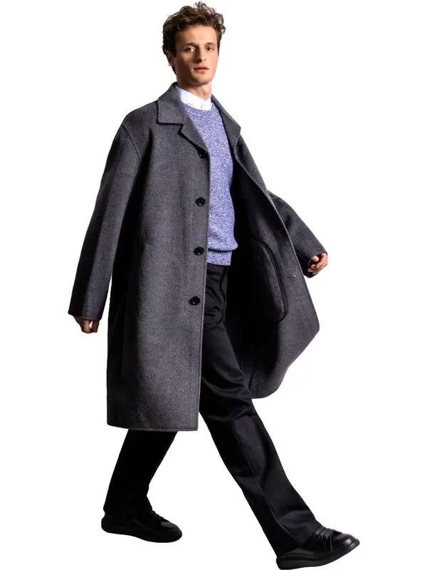 AMI Paris Wool-cashmere Blend Four-button Coat - Grey