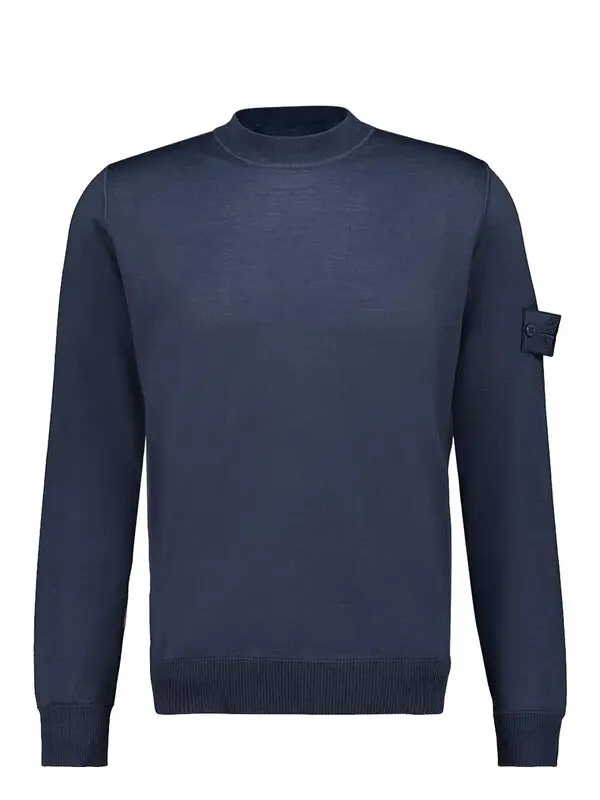 Stone Island Virgin Wool Crewneck Jumper - Blue