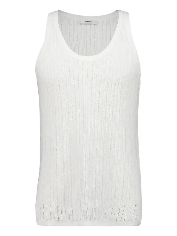 Commas Thank Pointelle Knit Cotton Tank - White