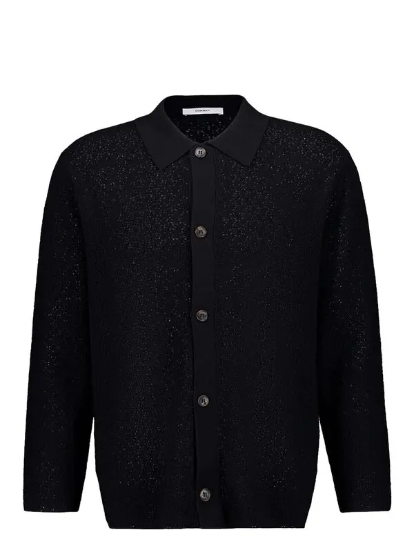 Commas Long Sleeve Buttoned Knit Cotton Shirt - Black