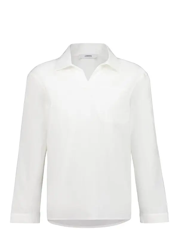 Commas Long Sleeve Smock Cotton Shirt - White