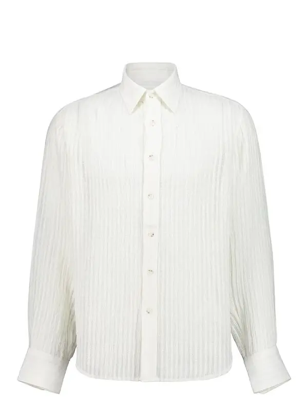 Commas Sheer Striped Linen Shirt - White