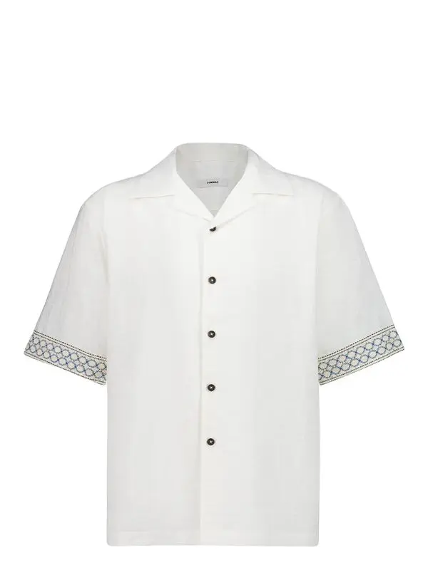 Commas Braided Camp Collar Shirt - White