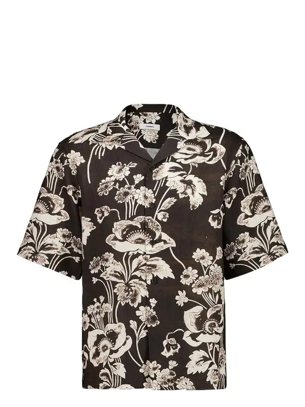 Commas Shirt Painted Peonies Linen - Black