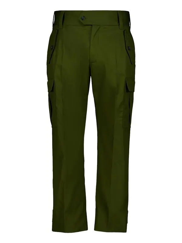 Alexander McQueen Cotton Gabardine Cargo Trousers - Green