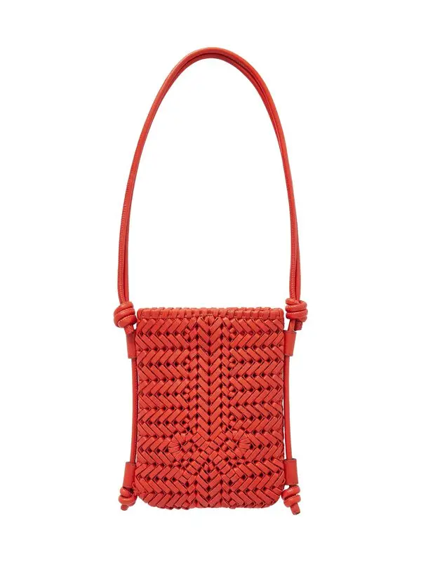 ANYA HINDMARCH Neeson Woven Leather Shoulder Bag - Red