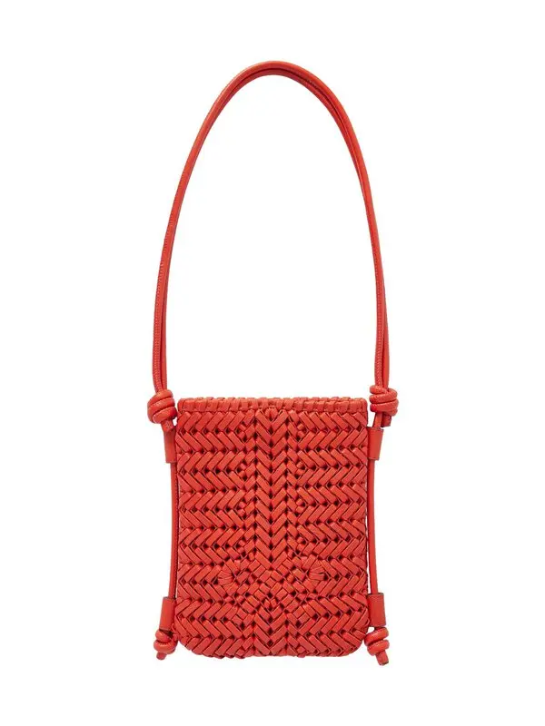 ANYA HINDMARCH Neeson Woven Leather Shoulder Bag - Red